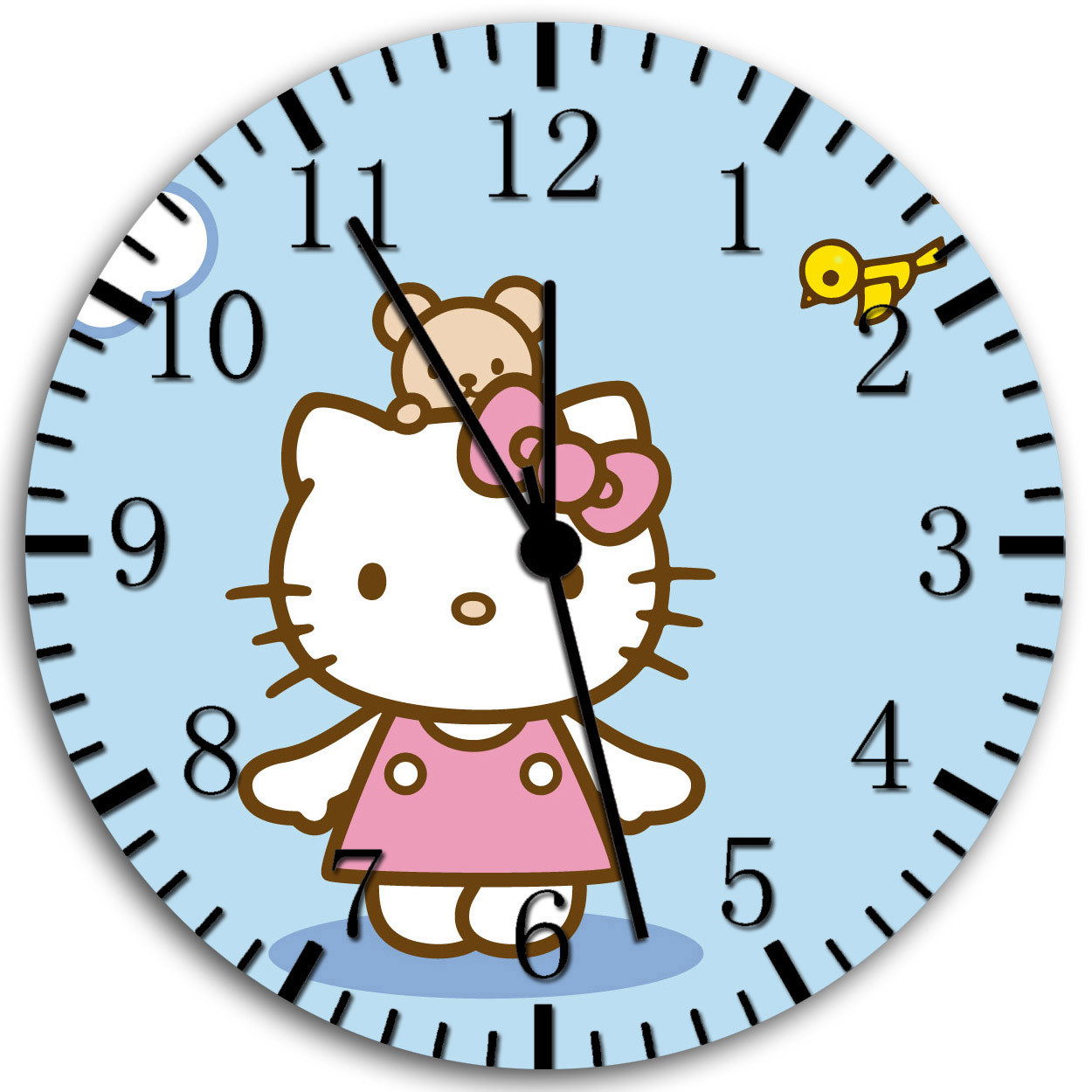 Hello Kitty and Bird Frameless Borderless Wall Clock Nice For Gifts or ...