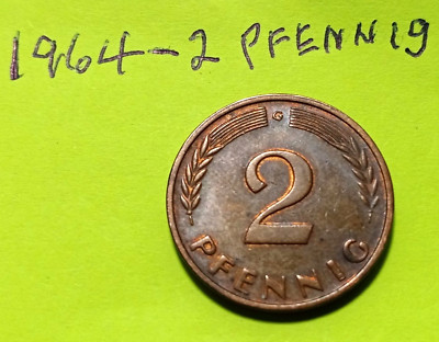 1964 G Germany 2 Pfennig Circulated Coin | eBay