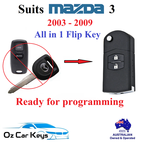 FOR MAZDA 3 REMOTE FLIP KEY FOB 2003 2004 2005 2006 2007 2008 2009 ...