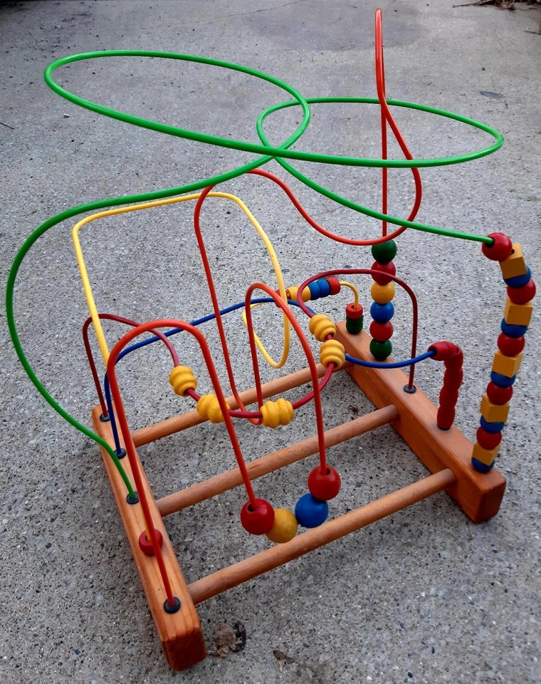 THE ORIGINAL SUPERMAZE LARGE WOODEN BEAD ROLLER COASTER ACTIVITY MAZE ...