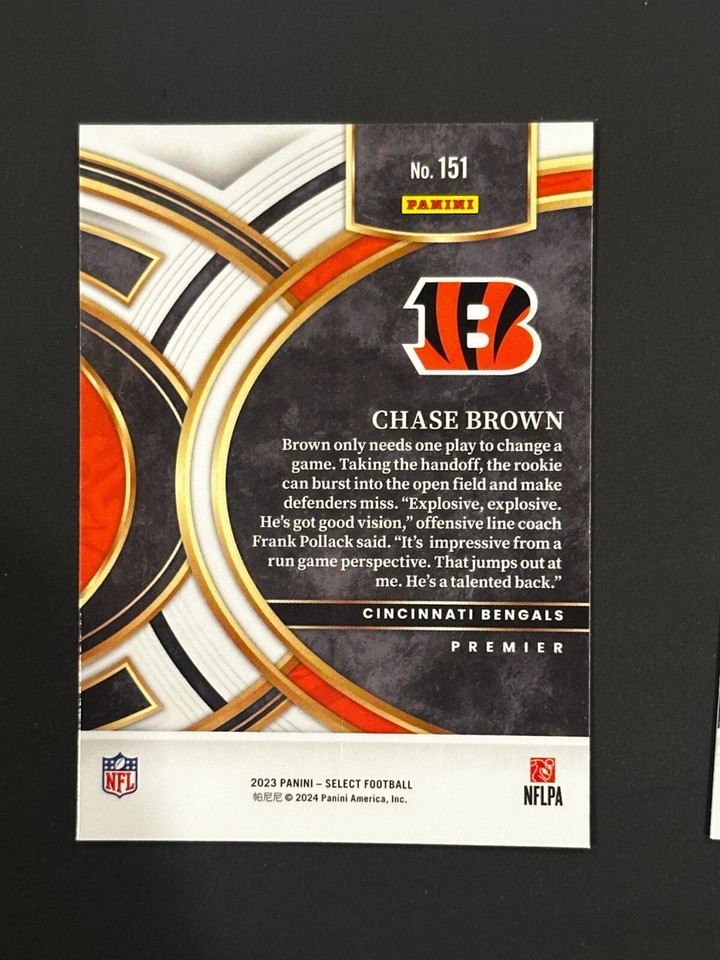 2023 Panini Select Chase Brown Premier Level Rookie #151 Cincinnati ...