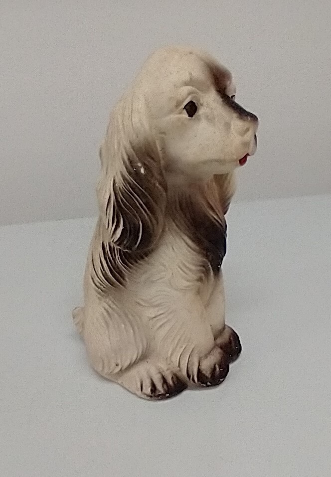 VINTAGE CHALKWARE DOG PUPPY SPANIEL PLASTER STATUE FIGURINE CARNIVAL ...