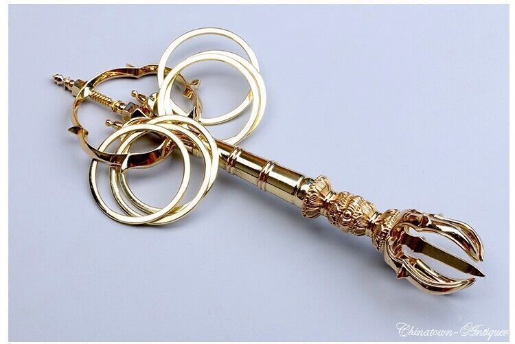 Shingon Buddhist Khakkhara 5-pronged 6-Perfections Vajra Shakujo Staff ...