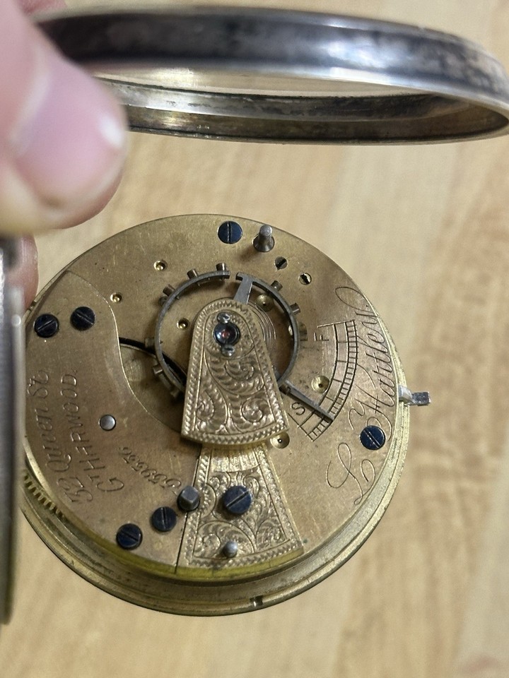 Antique English Fusee Sterling Silver Case Key Wind Pocket Watch L ...