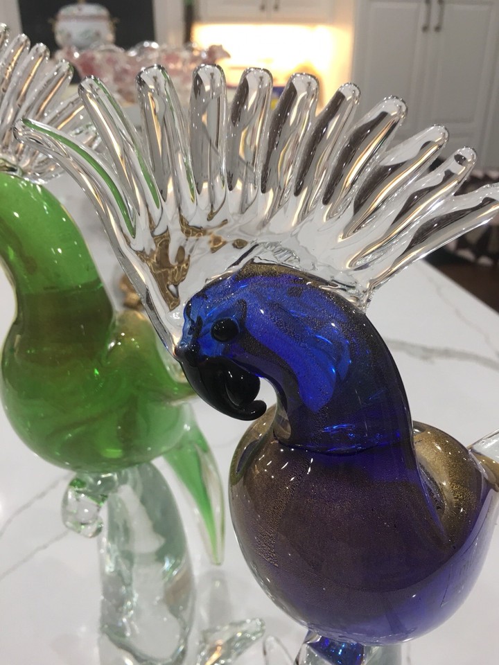 PAIR OF VINTAGE MURANO GLASS COCKATOO PARROTS BY ARCHIMEDE SEGUSO | eBay