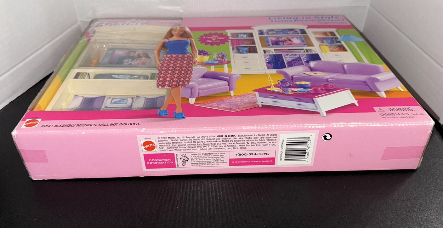 Vintage 2002 Barbie Living in Style Living Room Play set VCR Sofa ...
