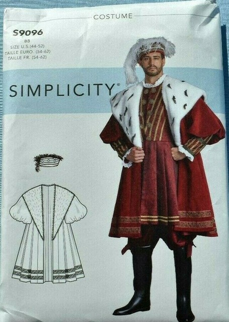 Simplicity Pattern 9096 Historical Tudor Mens Costume Size 34-42 Uncut ...