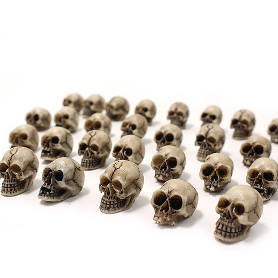 20Pcs Mini Skull Heads Fun Halloween Resin Skull Figures Flower Pot ...