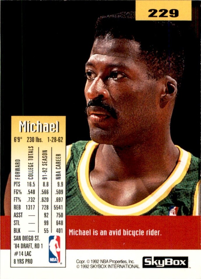 1992-93 SkyBox Michael Cage Seattle SuperSonics #229 | eBay