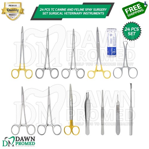 24 Pcs TC Canine and Feline Spay Surgery Set Veterinary Instruments ...