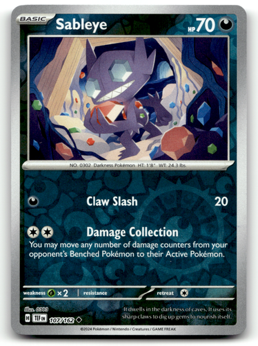 Sableye 107/162 Reverse Holo Uncommon SV05: Temporal Forces LP | eBay