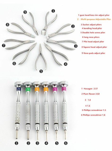 Optician Optical Tools Kit Eyeglasses Repair 6 Pcs Screwdrivers 9pcs ...