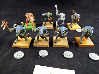 (B 5) Warhammer Lizardmen Saurus Warriors X 8 with shields and bases ...