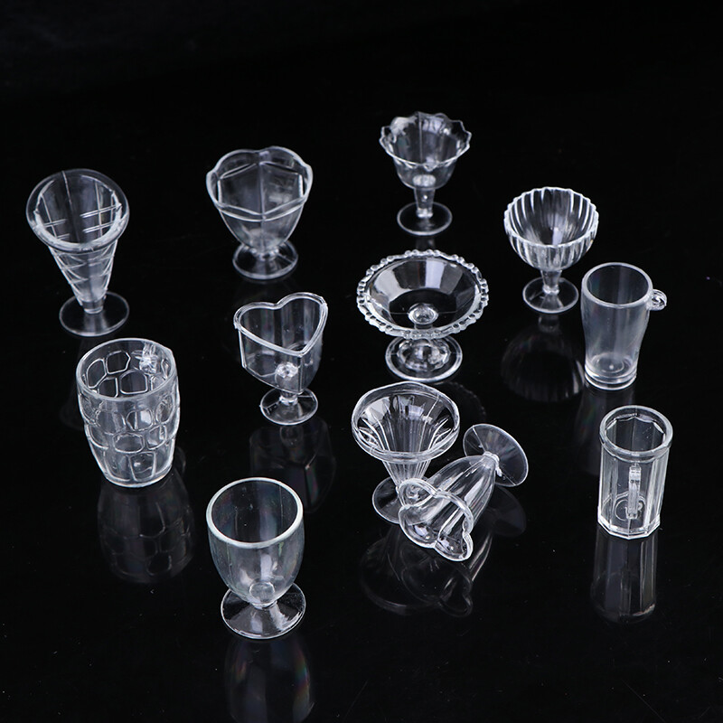 12pcs/set Mini Ice Cream Sundae Cup Container DIY Clay Modeling Plastic ...