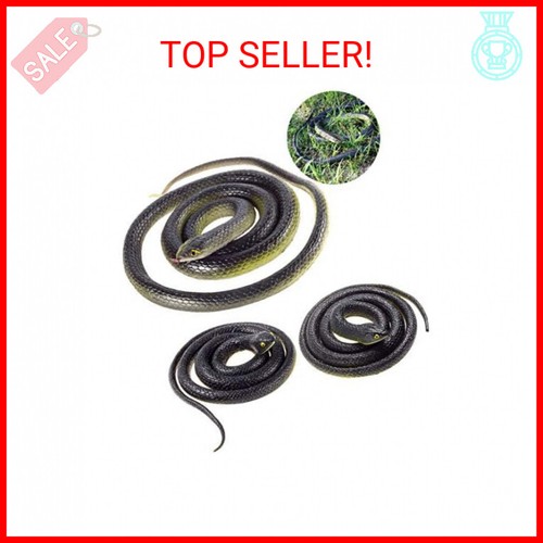 3 Pieces Large Realistic Rubber Snakes, Halloween Scary Toy Fake Black ...