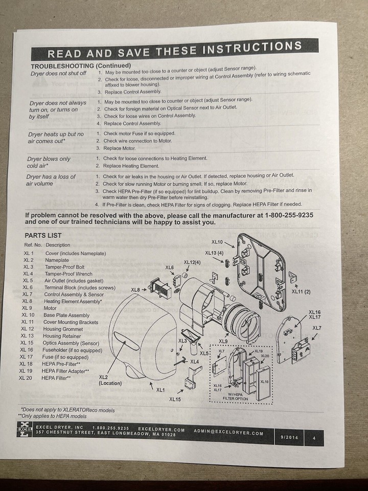 EXCEL XL-SBV XLERATOR HAND DRYER HV 208-277v BRAND NEW XL SB SBV SB8 ...