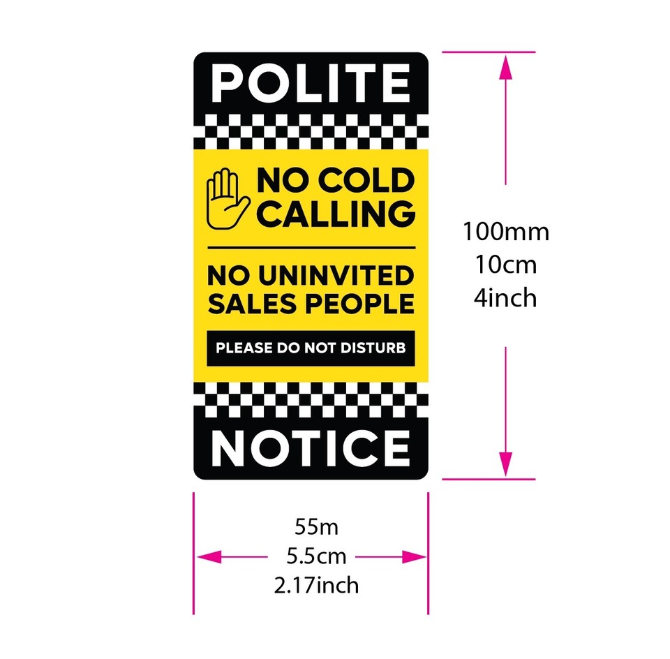 No Cold Callers Sign, No Canvassers Sign, Polite Notice, Security ...