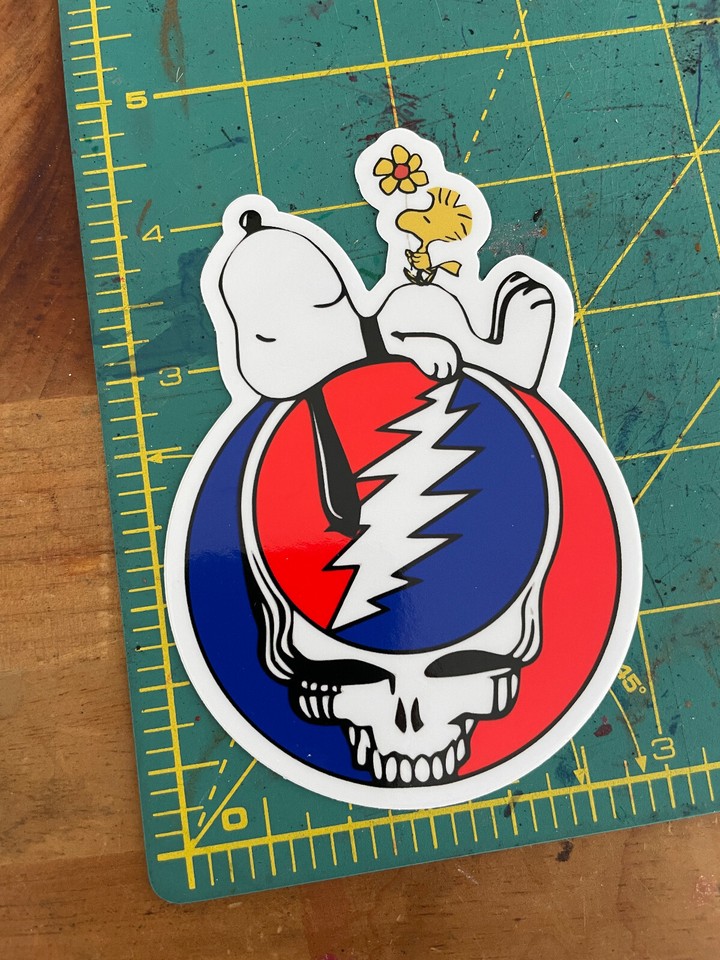 Grateful Dead Snoopy Peanuts Woodstock Steal Face 4.5 inch Jerry Garcia ...