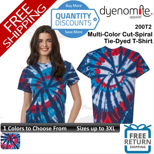 Dyenomite Multi-color Cut-spiral Short Sleeve Tie-dyed T-shirt Up To ...