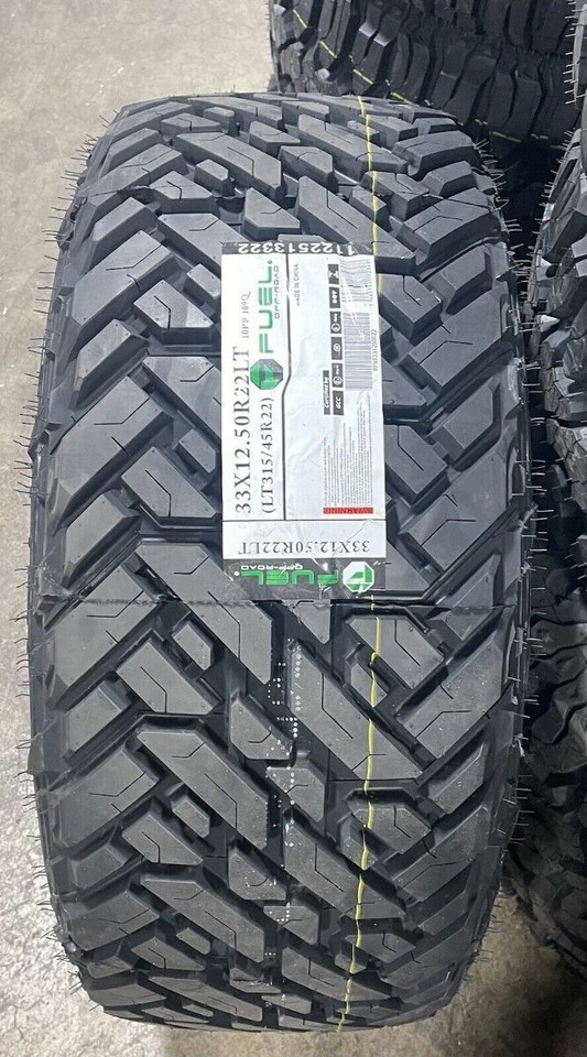 22x12 Fuel D611 Stroke Wheels 33" MT Tires Package 6x5.5 Ford Bronco ...