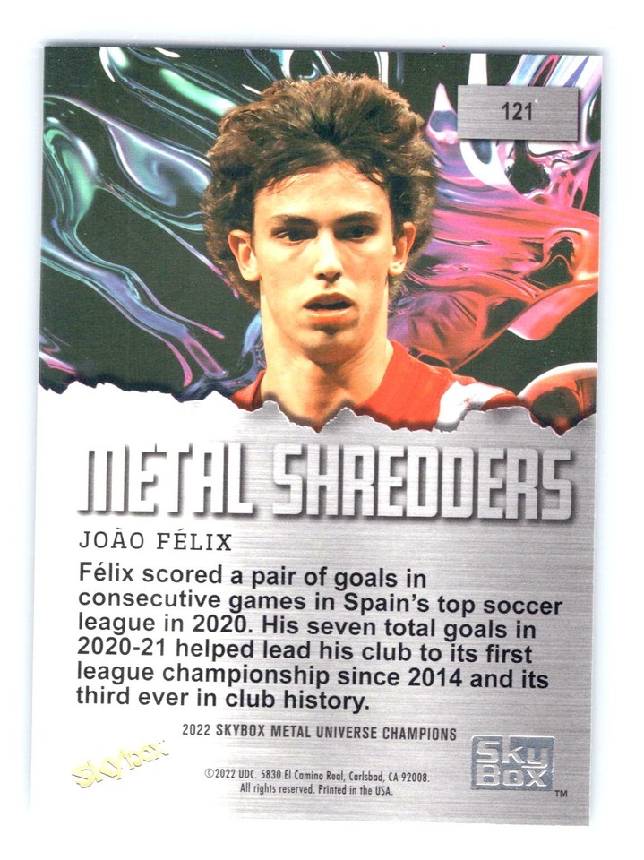 2022 Skybox Metal #121 Joao Felix Aqua Metal Shredders Barcelona Mint ...