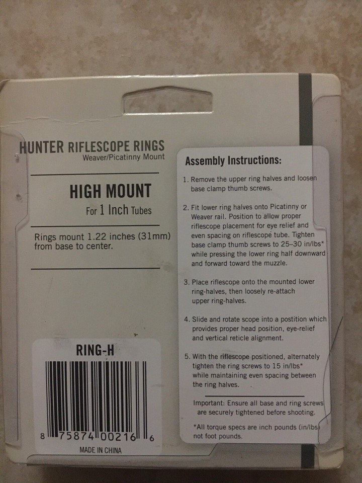 Vortex Optics Hunter 1-inch Riflescope Rings - High Height (1.22 in ...