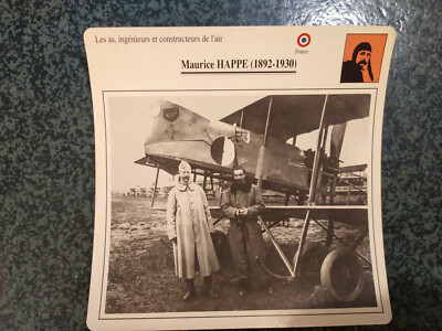 MAURICE HAPPE LE DIABLE ROUGE fiche aviation plane lobbycard carte ...