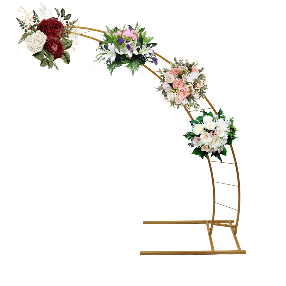 6.5ft Gold Metal Crescent Moon Wedding Arch Stand, Curved Flower ...