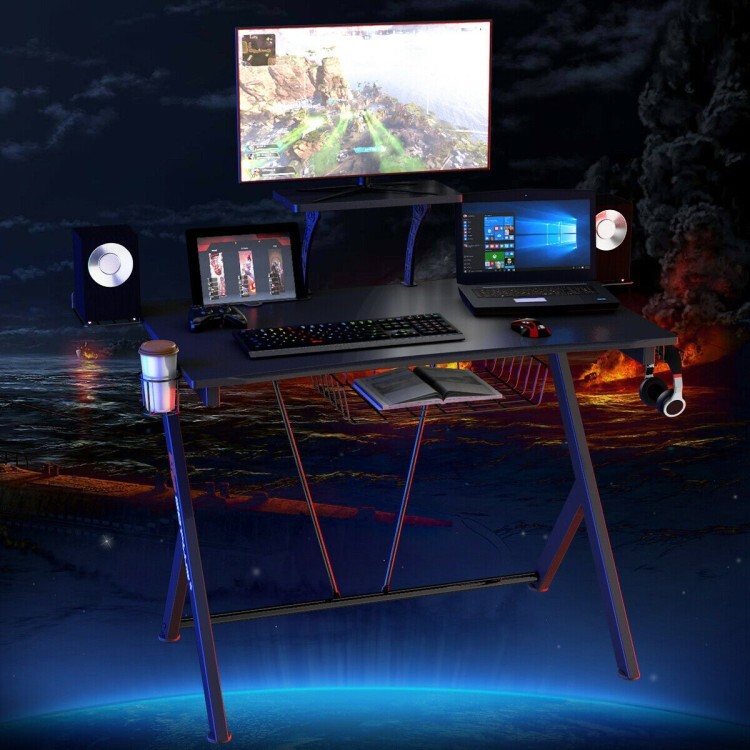 Multifunctional Ergonomic Gaming Computer Desk w/Adjustable Raised ...