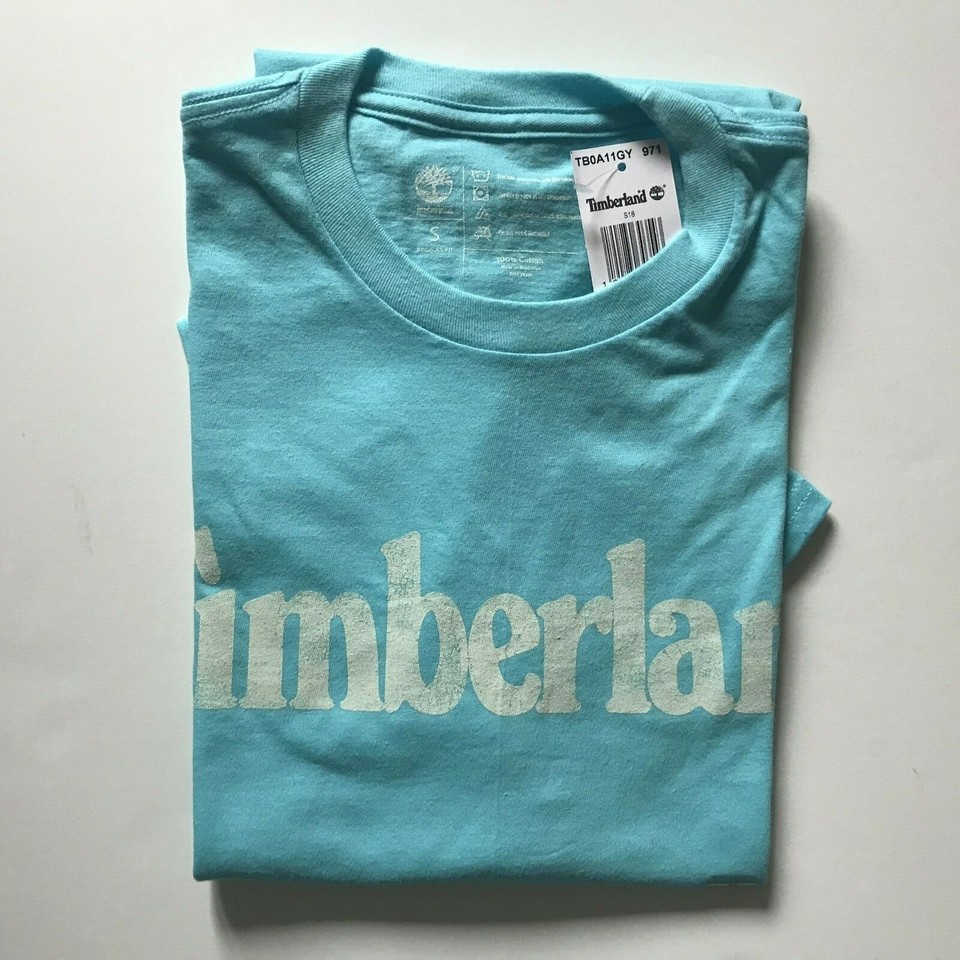 NWT Timberland Men's Faded Linear Logo Short Sleeve Crew Neck T-Shirt ...