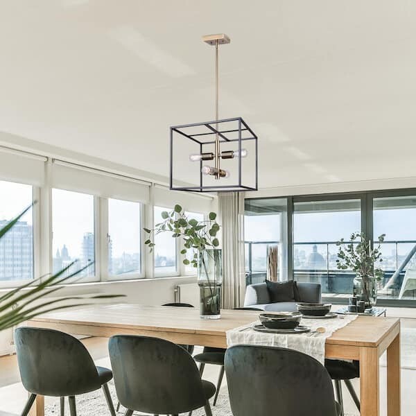 CANARM Zelda 4-Light Matte Black and Gold Square Chandelier | eBay