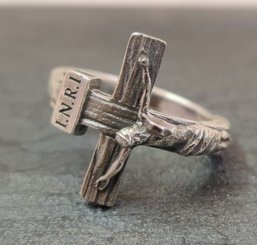 925 Sterling Silver Jesus Crucifix Ring,INRI Ring For Men,Cross Ring ...