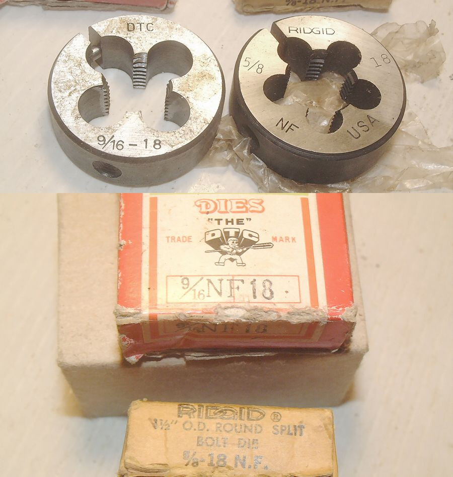 2 Vintage Ridgid-DTC Adjustable Round Split Threading Dies Garage Shop ...