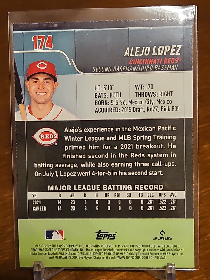 2022 Topps Stadium Club Base #174 Alejo Lopez - Cincinnati Reds RC | eBay