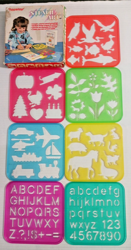 Tupperware Tuppertoys 7pc Stencil Art Set Letters Animals Shapes | eBay