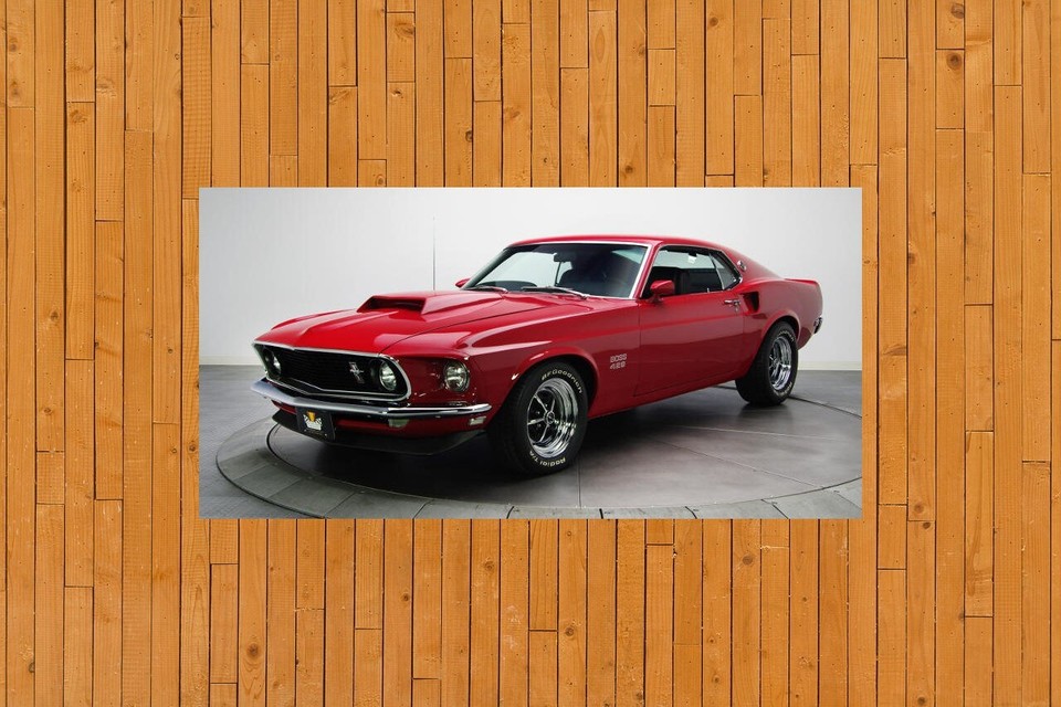 1969 FORD MUSTANG BOSS 429 CLASSIC CAR POSTER PRINT 12x24 HI RES 9MIL ...