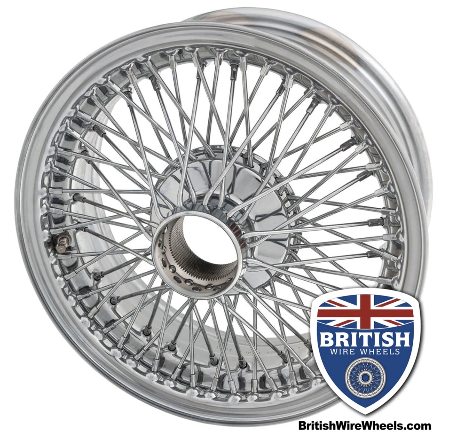 Jaguar XKE e-type S2 15"x 5" 72 Spoke Chrome TUBELESS Wire Wheels etype ...