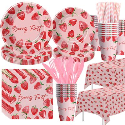 Strawberry 1st Birthday Decorations Tableware - Berry First Birthday ...