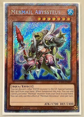 Mermail Abyssteus 1st Edition Platinum Secret Rare RA03-EN007 Yu-Gi-Oh ...