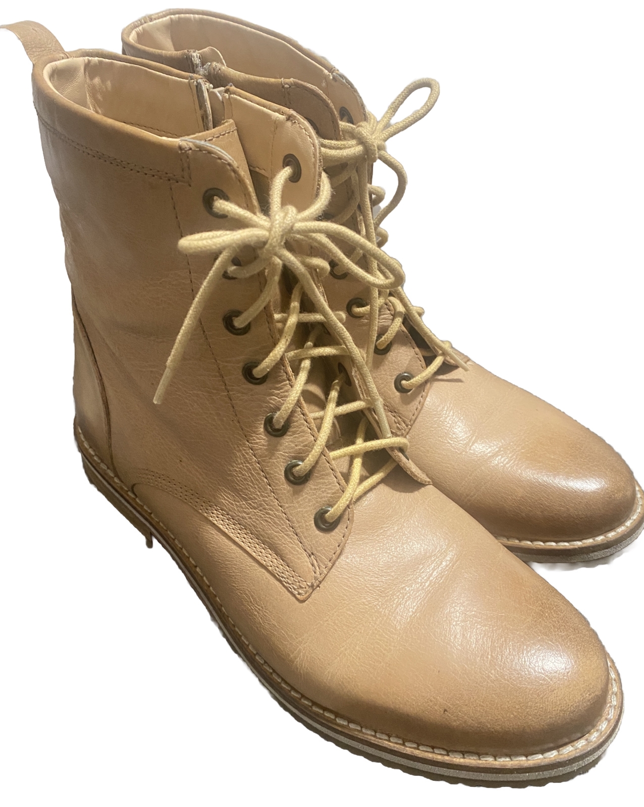 Womens 8.5 Crevo Freya Boots Tan Soft Genuine Leather Zip & Lace Up ...