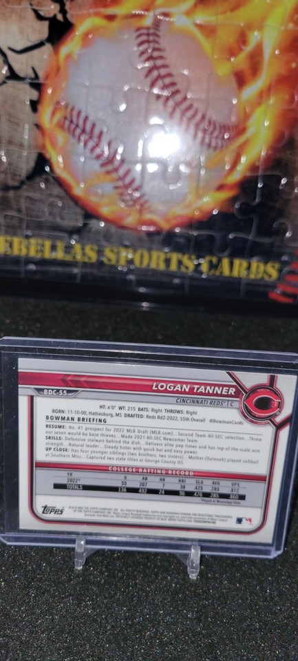 2022 Bowman Draft Chrome Sapphire #BDC-55 Logan Tanner 1st Cincinnati ...