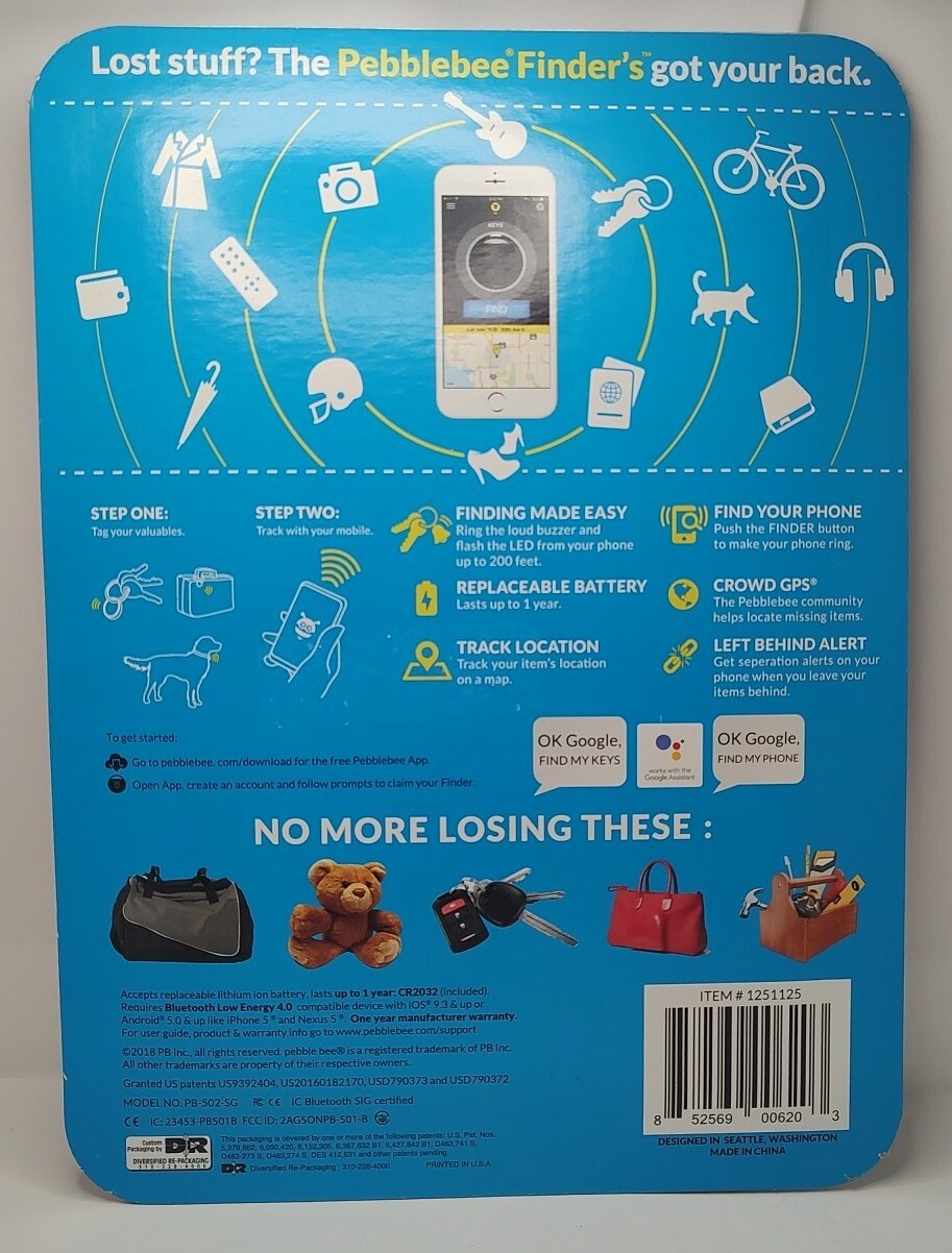 2 Pack Pebblebee Finder Item Tracker Phone GPS Bluetooth Keychain ~SEALED | eBay