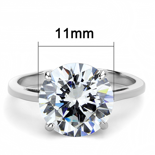 11 MM Round Cut CZ Solitaire Stainless Steel Ring | eBay