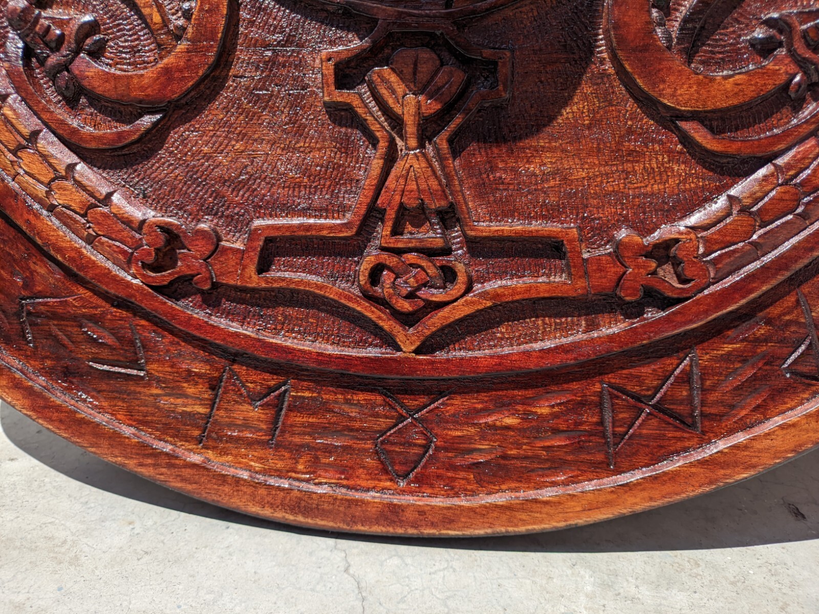 Viking shield with carved Norse Runic ornaments medieval shield Celtic ...