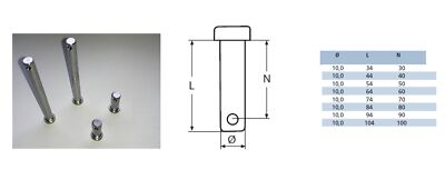 Steckbolzen 10mm Edelstahl A4 Bolzen Sicherungsbolzen Stecksplint ...