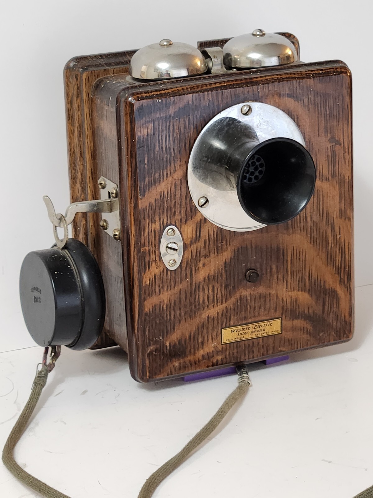 Antique 1912 Western Electric Inter Phone Tiny Chrome Bakelite Wood ...