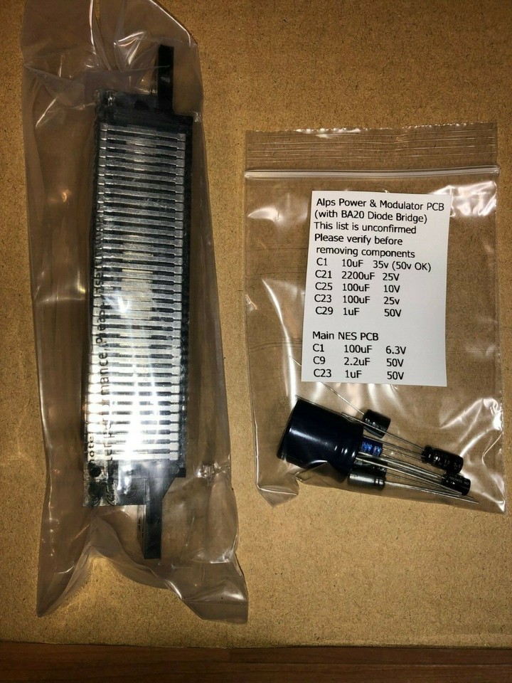 Nintendo NES Front Loader Capacitor Kit & new 72 pin Fix no power sound ...