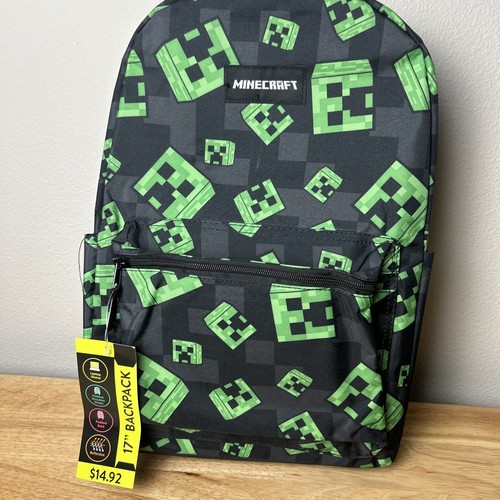 Minecraft Creeper School Backpack Book Bag 17" Boys Green Black | eBay