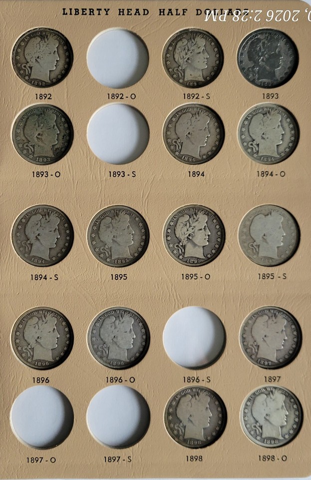 1892-1915 Barber/Liberty Head Half Dollar Collection *68 Different Cons ...