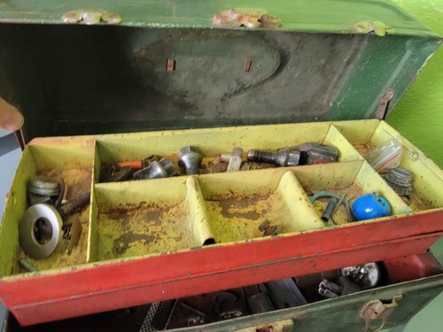 Vintage Excelsior Green Metal Utility Toolbox Portable Storage Tackle ...